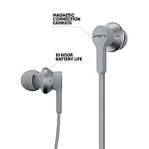 SOL REPUBLIC Shadow Fusion Bluetooth Earbuds, Grey 10-Hour Playtime Comfortable Knit Tech Fiber Collar Magnetic Connection Earbuds Flexible Compact Storage Convenient Carrying Case, Gray