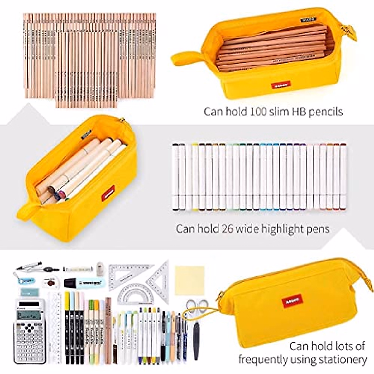 CICIMELON Pencil Case Large Capacity Pencil Pouch Pen Bag for Students Green Yellow