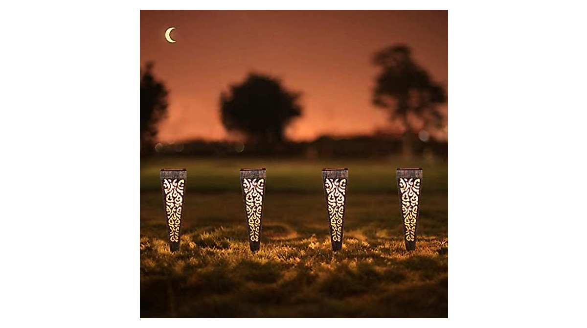 6Pcs Solar Pathway Garden Lights Waterproof LED Copper Outdoor Decor