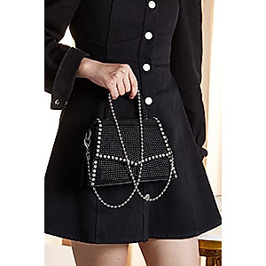Glitter Rhinestone Crossbody Evening Bag - Fashion Crystal Top Handle Bags Cocktail Party Club Bling Clutch Purse for Women