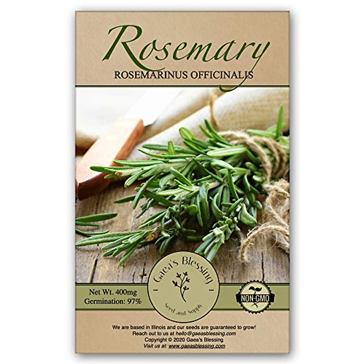 Gaea's Blessing Seeds - Rosemary Seeds - Heirloom Non-GMO Seeds with Easy to Follow Instructions 97% Germination Rate (Single Pack)