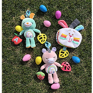 Baby Starters Magic Years Crinkle, Rattle, Plush Activity Toy with Teether, 8 inch, Aqua Bunny