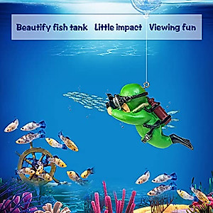 Cosyall Floating Aquarium Decoration 2PCS Fish Tank Accessories Cute Floating Device Fish Tank Ornament Green Fat Man Diver Small Cartoon Figurine Suitable for All Kinds of Fish Tank