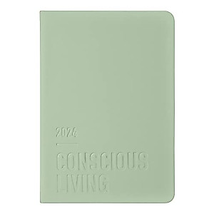Letts Conscious Weekly/Monthly Planner, 12 Months, January to December, 2024, Sewn Binding, A5 Size, 8.25" x 5.875", Multilingual, Sage (C082396-24)