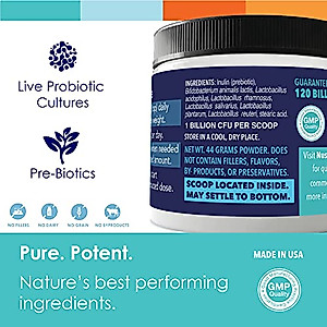 Probiotics for Cats & Dogs - (120 Scoops) Probiotic Miracle - Advanced Formula to Stop Diarrhea, Loose Stool, and Yeast.