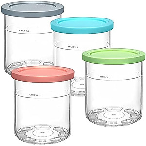 Containers Replacement for Ninja Creami Pints and Lids - 4 Pack,16oz Cup Compatible with NC301 NC300 NC299AMZ Series Ice Cream Maker, BPA Free Dishwasher Safe Leak Proof.