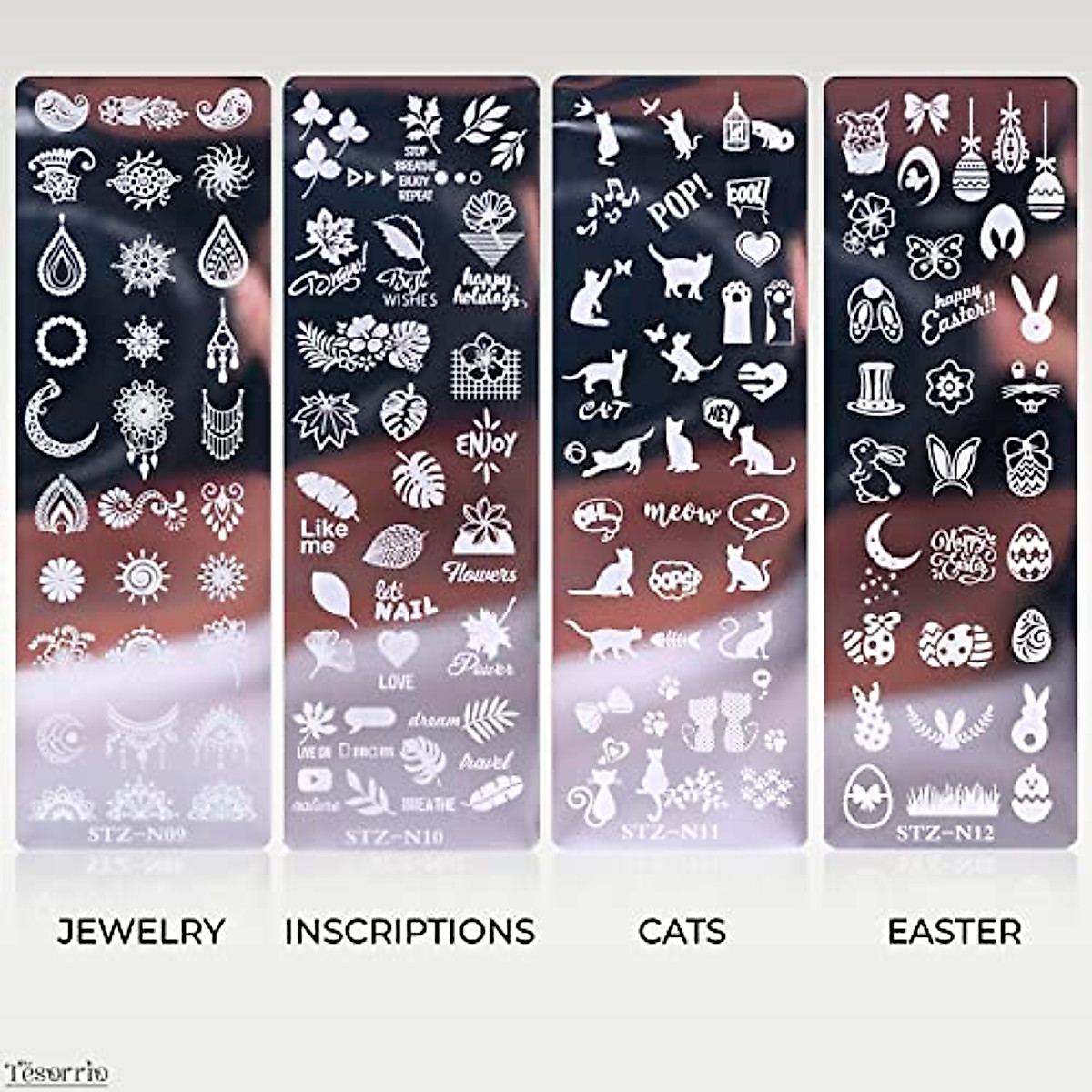 Gel Polish Design Nail Art Stamper - 12Pcs Stamp for Nails Plate Set Stamp Tool for Nails Flower Beauty Butterfly Stamps for Slow Drying Nail Polish - Manicure Set Art Kit