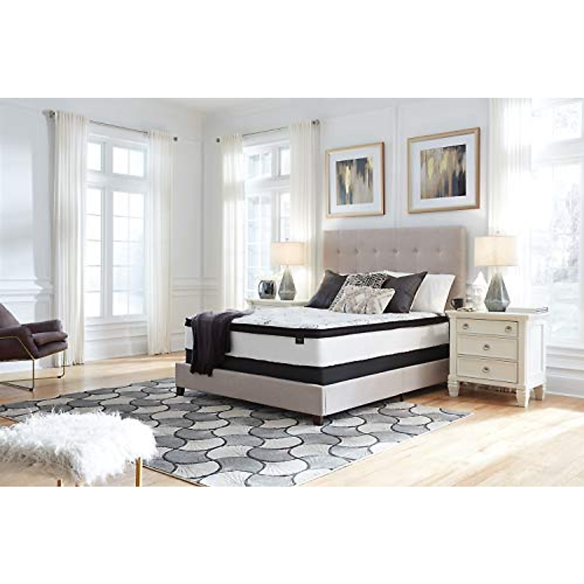Signature Design by Ashley California King Size Chime 12 Inch Medium Firm Hybrid Mattress with Cooling Gel Memory Foam