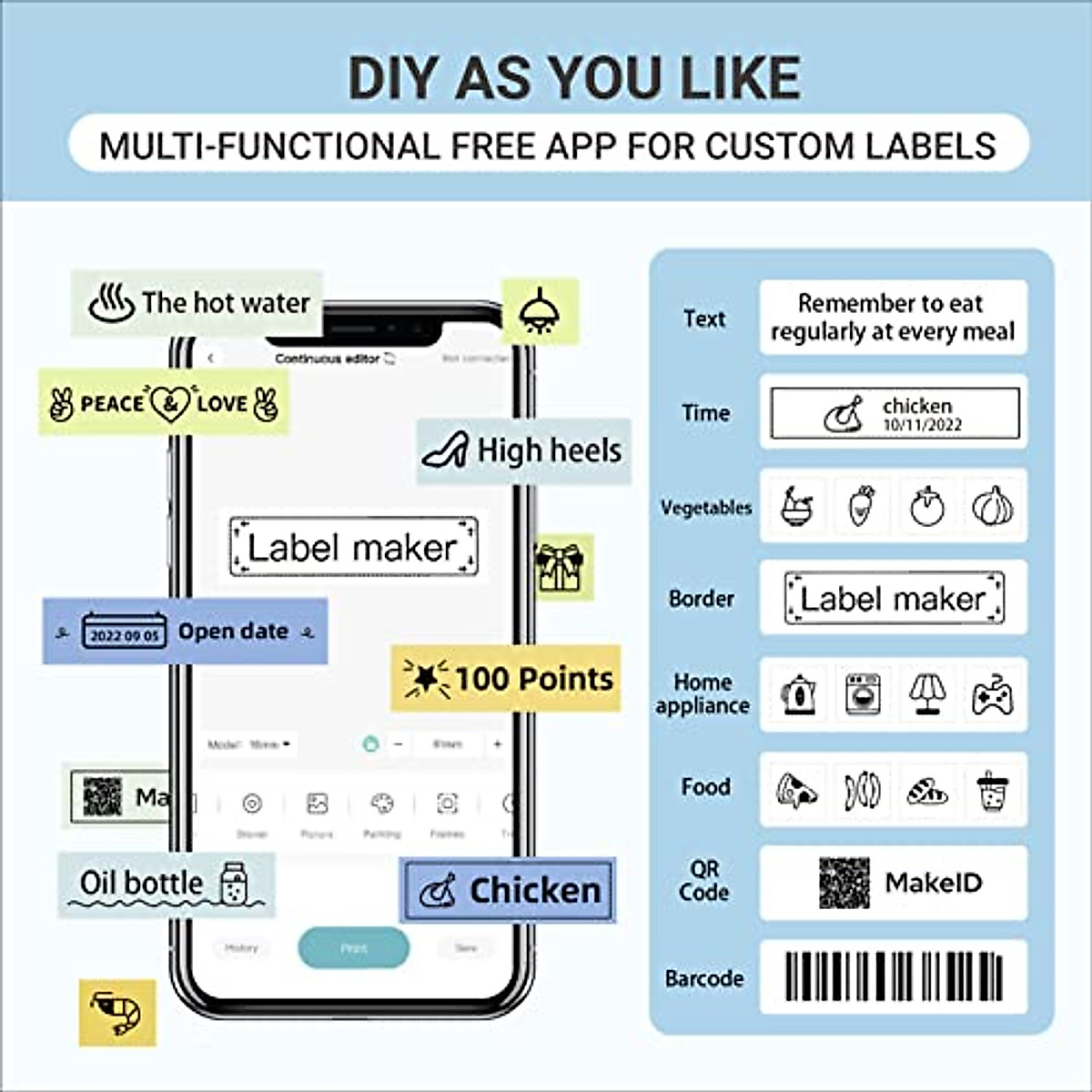 MakeID Label Tape Compatible with MakeID Label Makers L1 M1 Q1 Refills Waterproof Laminated Custom Stickers Office Labels Replacement L-16F1 0.63" x 13' (16mm x 4m)