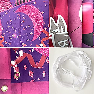 Happy 18th Birthday Backdrop Banner Pink Purple 18th Sign Poster 18 Birthday Party Supplies for Anniversary Photo Booth Photography Background Birthday Party Decorations, 72.8 x 43.3 Inch
