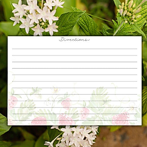Recipe Cards, 4x6 inches, 25 Pack, 18 Ingredient Lines, Strawberry Daydreams Design