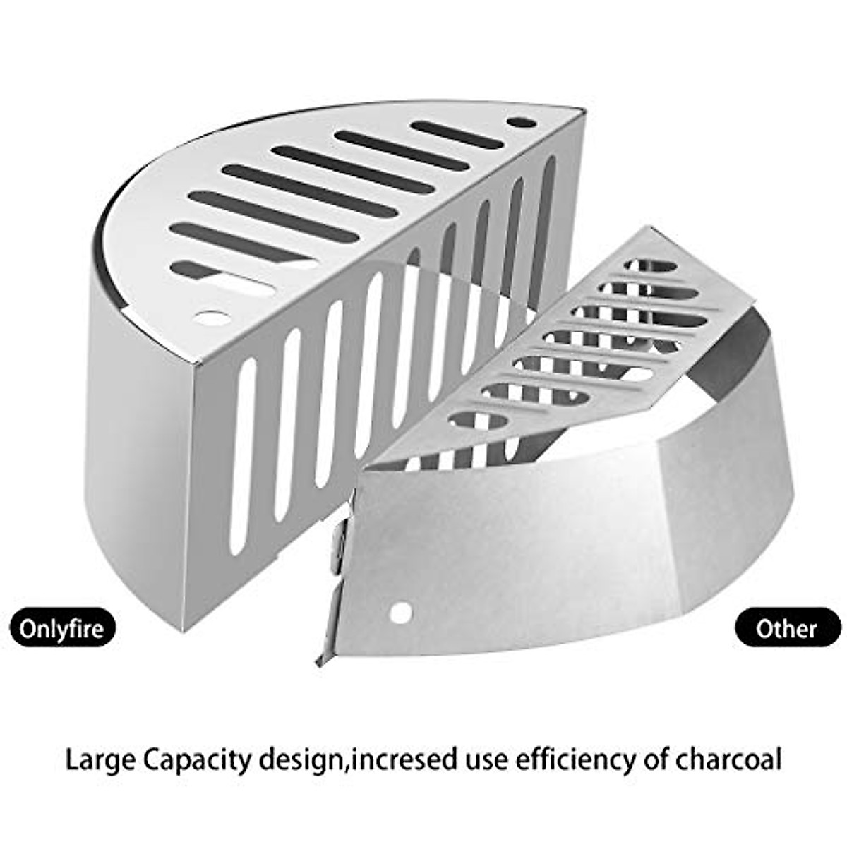 Onlyfire Stainless Steel Contoured Charcoal Basket Holders Fits for Kettle Grill,2 pcs for a Set