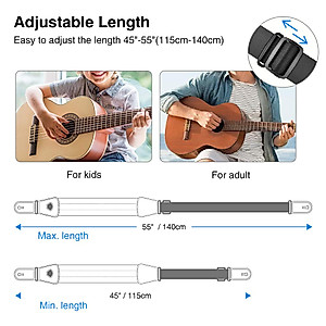 LEKATO Bass Guitar Straps for Electric Guitar & Bass 3" Wide Bass Strap Padded Guitar Straps Adjustable Length from 45" to 55" Bass Guitar Strap with Pick Holder 2 Safety Strap Locks & 6 Picks