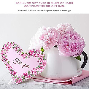 Gift Bag Set You are loved, Medium 9.4" Gift Bag With Tissue Paper, Romantic Card, And Ribbon Handles (Pink, Floral Heart, Love), Valentine's Day, Mothers Day