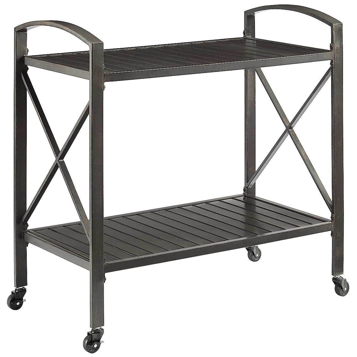 Crosley Furniture Kaplan Rolling Metal Outdoor Bar Cart for Backyard, Pool, Patio, Deck, Oil-Rubbed Bronze
