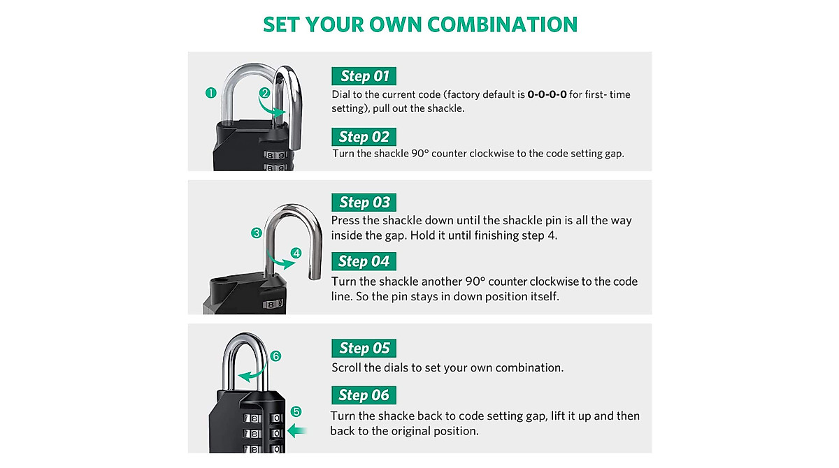 AIHYTU 4 Digit Combination Padlock - Heavy Duty & Waterproof