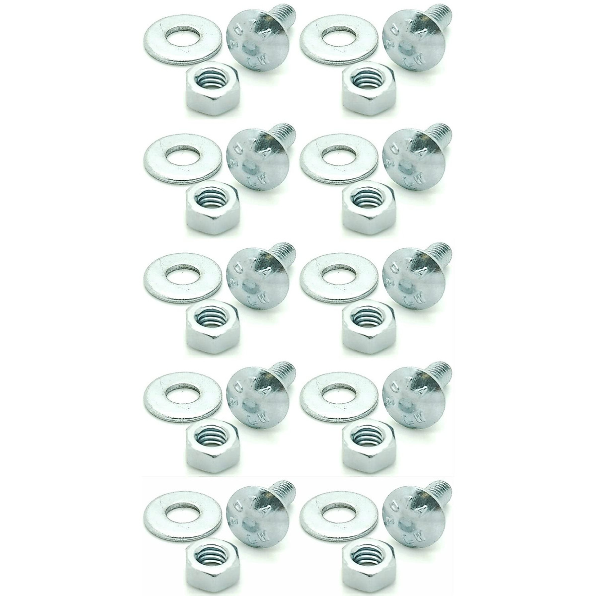 Ten (10) 3/8-16 x 3/4" Long Carriage Bolts Set w/Nuts & Washers (BCP323)