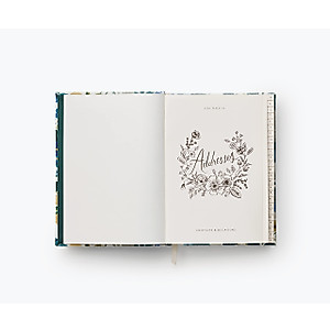 RIFLE PAPER CO. Garden Party Blue Address Book, Hardcover Address Book Includes Gold Foil-Accented Cloth Cover, Ribbon Page Marker, 284 Pages, Contacts and Important Dates Pages