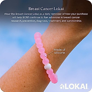 Lokai Silicone Beaded Bracelet for Breast Cancer Awareness - Light Pink, (Large, 7 Inch Circumference) - Silicone Jewelry Fashion Bracelet Slides-On for Comfortable Fit for Men, Women & Kids