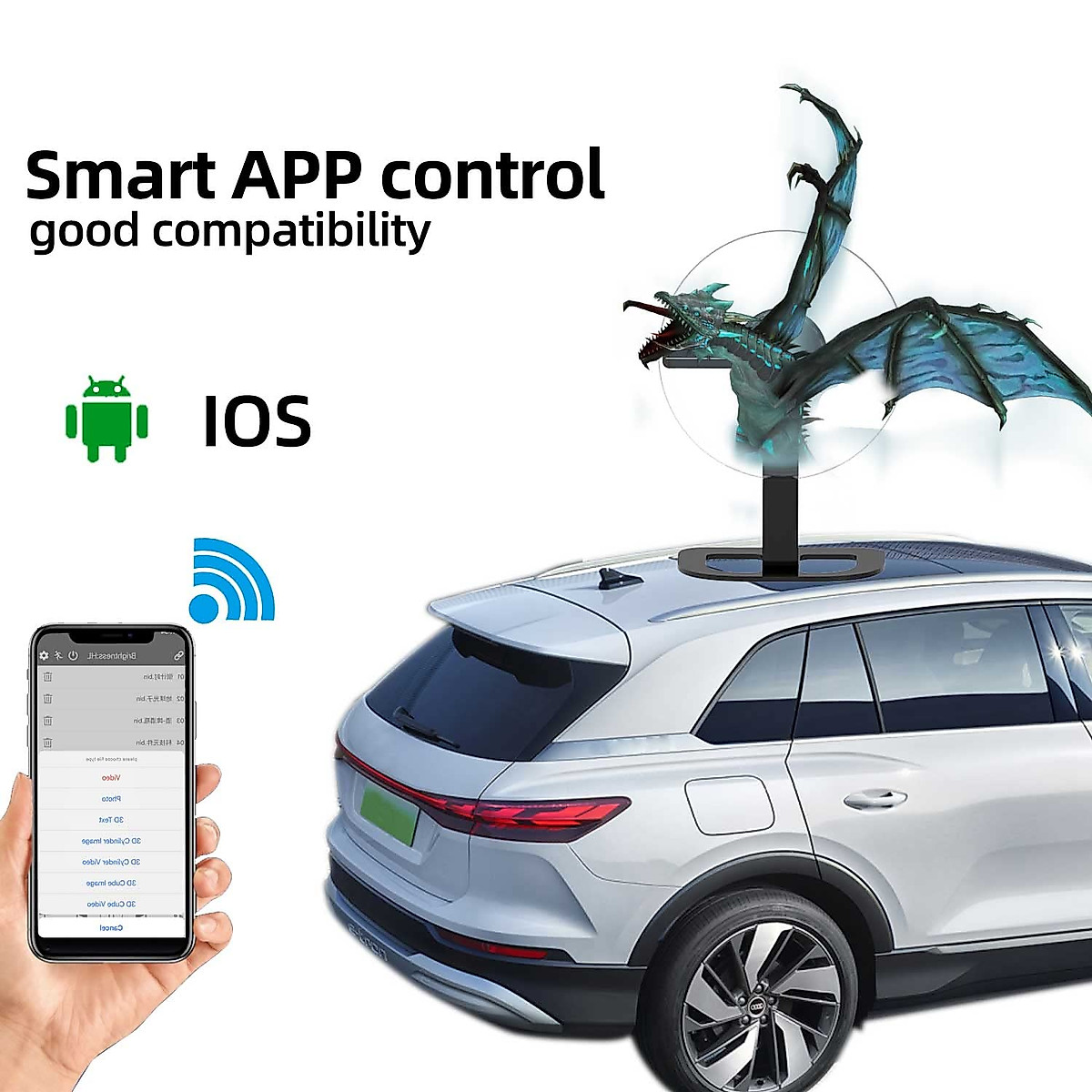 3D Hologram Fan WiFi Projector with 700 Video Library, Tabletop Holographic LED Ceiling Skylight Night Light for Halloween, Shop, Bar,Casino, Party Advertising Display 12.6 inch Missyou