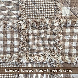 Oatmeal Ticking Stripe Cotton Homespun Fabric by JCS - Sold by The Yard