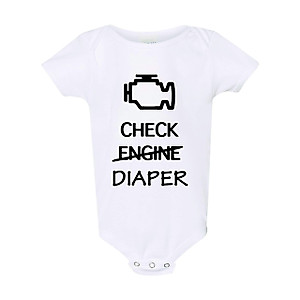 Check Diaper Funny Check Engine Car Baby Bodysuit Breastfeeding Baby shirt Funny Baby Clothes Funny Unisex Baby (6 MONTHS)