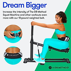 The DB Method DreamBelt Weight Belt Intensifies Workouts, Home or Gym Workout Equipment, Weighted Belt for Hip Thrust, Squat, Strength Training, Helps Minimize Exercise Injury Risk, 10 lbs