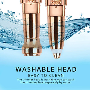 Eyebrow Trimmer & Facial Hair Removal for Women, 2 in 1 Eyebrow Razor and Painless Hair Shaver Rechargeable for Face Peach Fuzz, Eyebrow, Lips, Body, Chin, Arms with Built-in LED Light (Rose Gold)