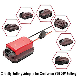 Power Wheel Adapter for Craftsman V20 20V Battery Battery Adapter with Fuse & Wire Terminal,14 Gauge Wire Power Convertor for DIY RC Trucks, RC Toys, Robotics, Work Lights