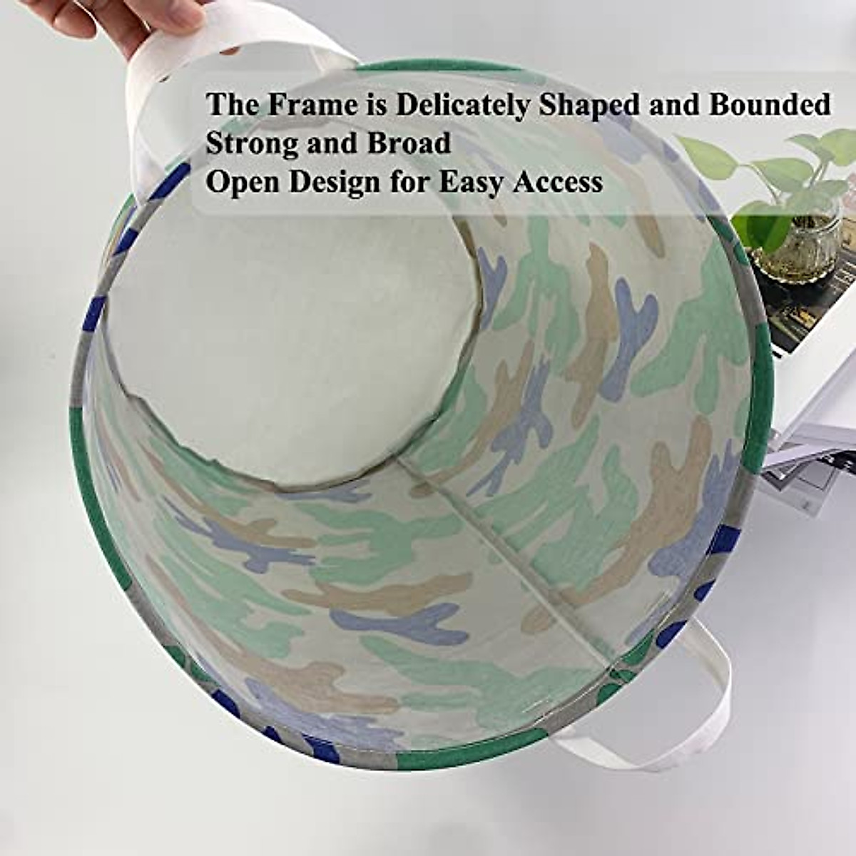 SineGux Collapsible Laundry Basket Large Laundry Hamper Waterproof Foldable Storage Bins Storage Basket with Handles Canvas Nursery Hampers for Laundry Clothes Toy Organizer (Camo Grey)