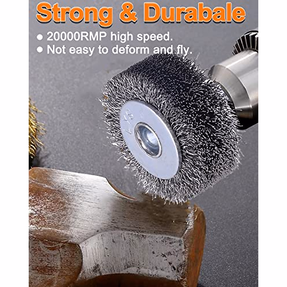 2 Pack Wire Wheel Brush Wire Wheel Brush for Drill Attachment, Rocaris 2 Inch Heavy Duty Wire Brushes Removal Paint Rust & Corrosion, 0.0118" Carbon Steel Wire, 1/4in Shank, 20000RPM
