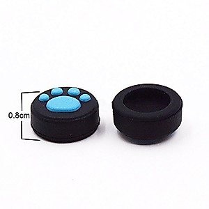 2X Silicone Analog Non-Slip Thumb Grips Stick Cap Case Cover Handle Joystick Button Caps for Nintendo Switch NS & Switch Lite Joy-con Controller Cute Cat Claw (Blue+Red)