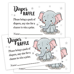 50 Elephant Diaper Raffle Tickets for Baby Shower-Baby Shower Invitations Inserts Request Cards Games Decorations Supplies for Baby Gender Tickets.