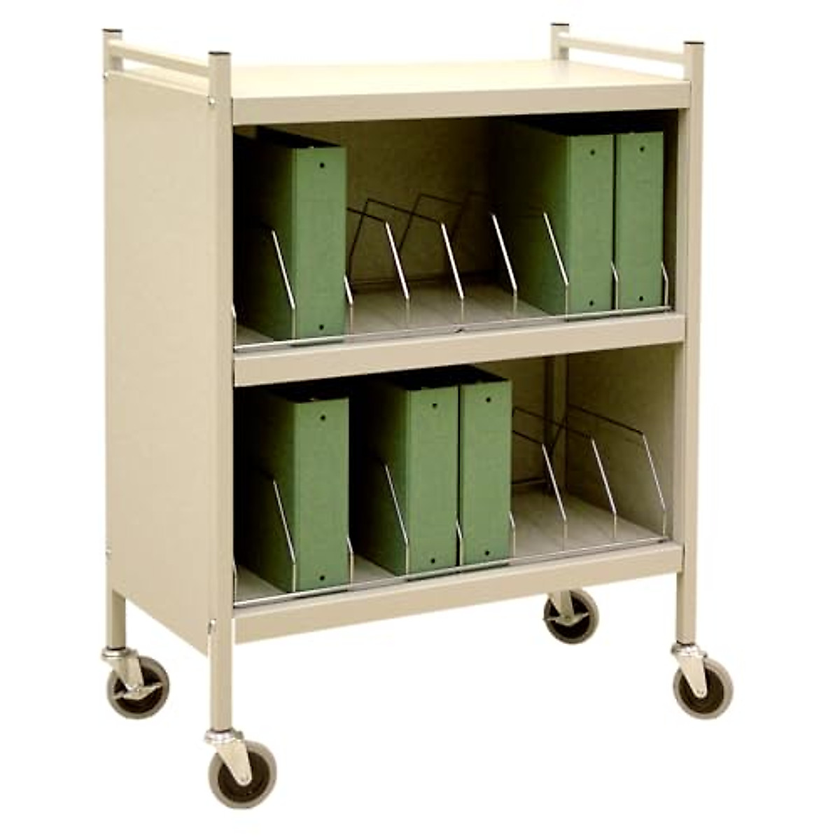 Omnimed American Made Economy Closed Chart Rack, Multi-Tier Steel Frame with Locking Casters (Beige, 16 Binder Capacity (3.5" Max Size))