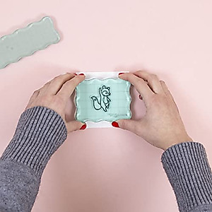 Craftelier - Ergonomic Square Acrylic Plexiglas Stamp Block for Quick and Accurate Stamp Making | Easy to Clean | Dimensions 8,9 cm x 7 cm x 1 cm - Turquoise Translucent Colour