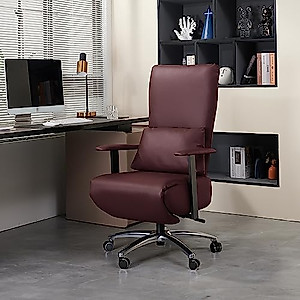 FIBO Gravity-Sensing Executive Home Ergonomic Office Chair Reclining Office Chair with Foot Rest & Headrest, High-Back PU Leather Computer Desk Chairs with Back & Lumbar Support Task Chair, Red