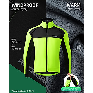ROCKBROS Cycling Jackets for Men Winter Bike Jackets Thermal Windproof Jacket Cold Weather Cycling Hiking