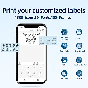 Label Makers - B1 Thermal Label Printer, 2 Inch Portable Bluetooth Label Maker with Tape Easy to Use for Office, Home, Barcode, Business, Clothing, Address, Mailing, Compatible with iOS & Android