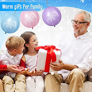 36 Pcs 18 Inch Snowflake Punch Balloons Winter Theme Punching Balloon Kids Party Favors Carnival Prizes Bounce Balloons with Rubber Band Handle for Birthday Party Daily Game School (Blue Pink Purple)