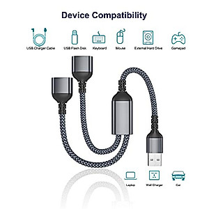 Itramax USB Splitter Y Cable 1FT,USB 1 Male to 2 Female Extension Cord Connector,Dual Double USB Port Extender Hub,Data&Charger Power Split Adapter for Mac,Car,Laptop,PC,Xbox One Series X/S,PS4,PS5