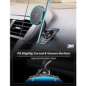 eSamcore Magnetic Phone Mount for Car Dashboard Magnet Phone Car Mount for iPhone 12/13/ 12 Pro/ 12 Pro Max/Mini/MagSafe Case Car Phone Holder Mount, Include Metal Plate Ring for All Cell Phone