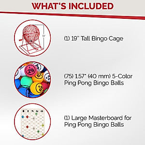MR CHIPS Professional Bingo Game Set with Jumbo Cage, 1.57 Inch Double Sided Ping Pong Balls, Large Master Board for Adults, Kids, Seniors