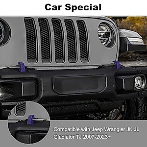 JWWY Bumper Tow Hook Covers Tow Trailer Hitch Receiver Cover Towing Hitch Rubber Sleeve Protector Cover Trim Fit for 2007-2025+Jeep Wrangler JL Gladiator JT 4XE JK Exterior Accessories 2pcs Purple