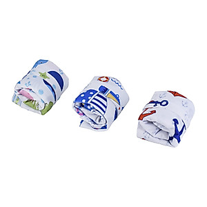 3 Pcs Cloth Diaper Wet Dry Bags Waterproof Reusable Travel Daycare Baby Pump Parts Bag for Swimsuits Clothes with Zipper (Whale + Sailing + Anchor)