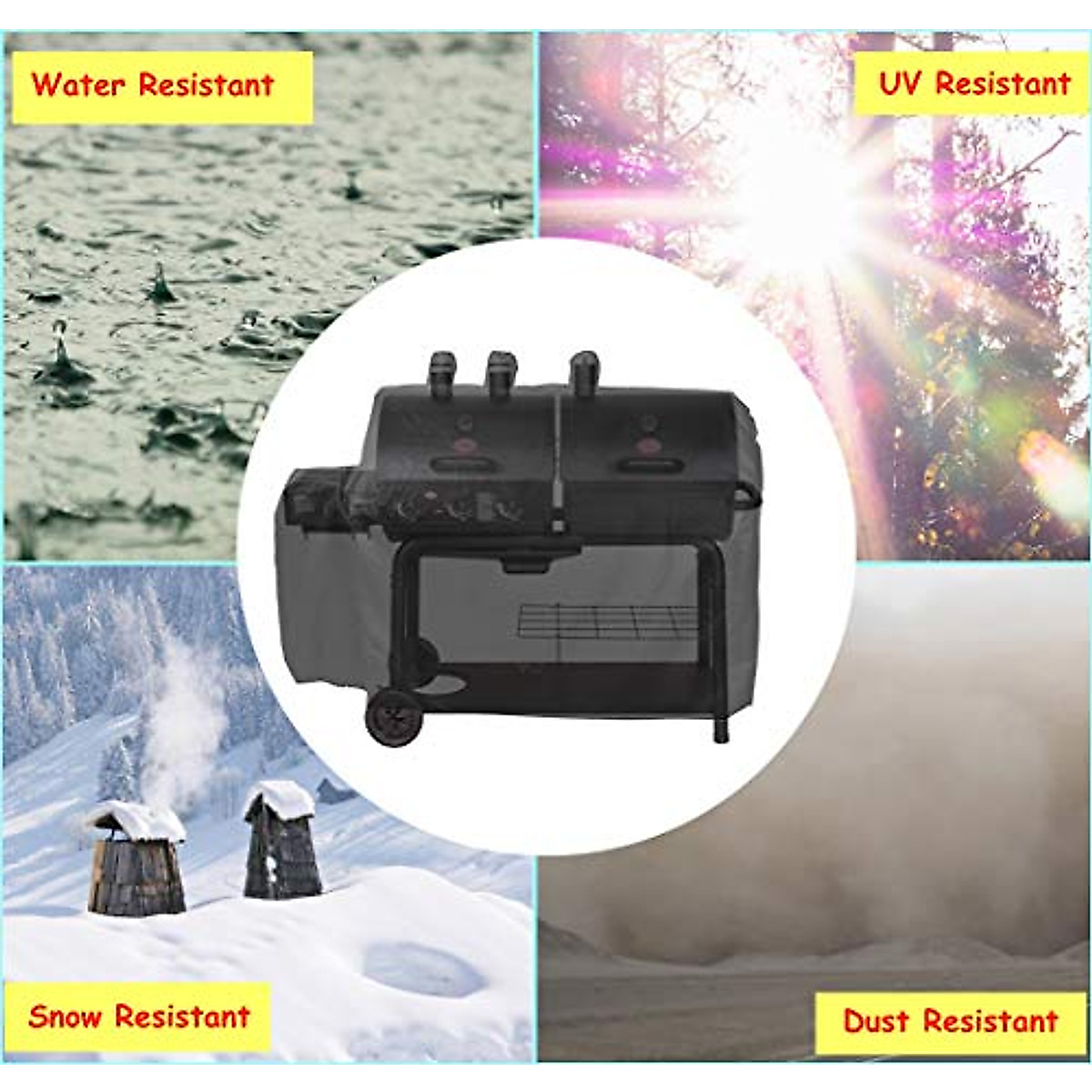 ProHome Direct Heavy Duty Waterproof Grill Cover for Char-Griller Duo 5050/5650 Gas and Charcoal Dual Fuel Grill Without Side Fire Box,Black