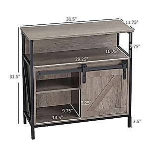 HOMCOM Sideboard Buffet Cabinet, Accent Kitchen Cabinet, Coffee Bar Cabinet with Sliding Barn Door and Adjustable Shelf for Living Room, Gray
