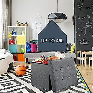 eMOUSE Storage Ottoman Folding Ottomans Footrest Stool for Living Room Bedroom Room Small Bench Foot Stool Rectangle Cube Grey L17W13H13IN