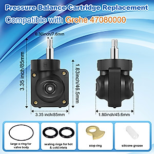 47080000 Pressure Balance Cartridge Compatible with Grohe Shower Cartridge, Pressure Balancing Cartridge Replacement for Tempress II Pressure Balance Tub Shower Cartridge and Shower Valve