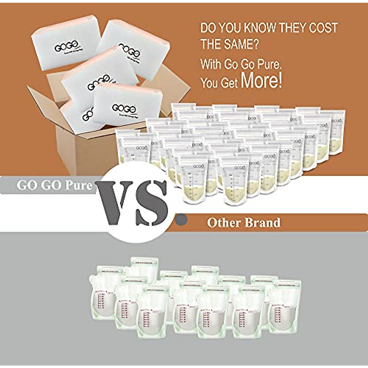 300 CT (5 Pack of 60 Bags) JUMBO Value Pack Breastfeeding Breastmilk Storage Bags - 7 OZ, EACH PRE-STERILIZED By Gamma Ray, BPA Free, Leak Proof Storing Double Zipper Seal, Self Standing, for Refrigeration and Freezing - Only at Amazon