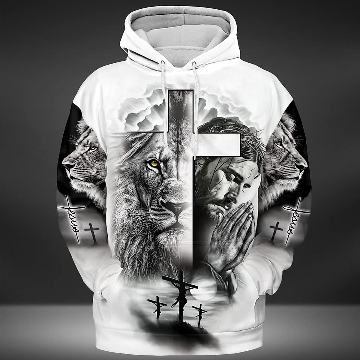 Generic,Lion Jesus Let Your Faith Be Bigger Than Your Fear Hoodie 3D,Multicolored,Large